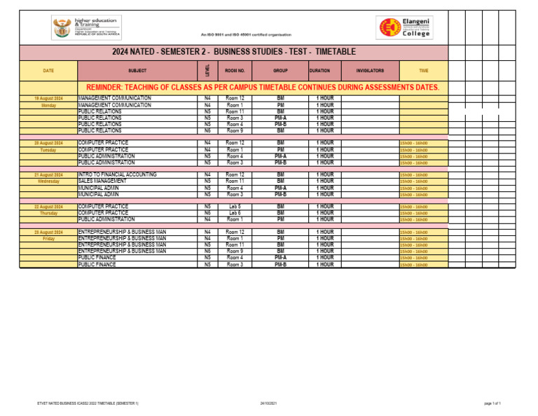 Amended 2024 S2 BS Test TT T1 Qadi | PDF