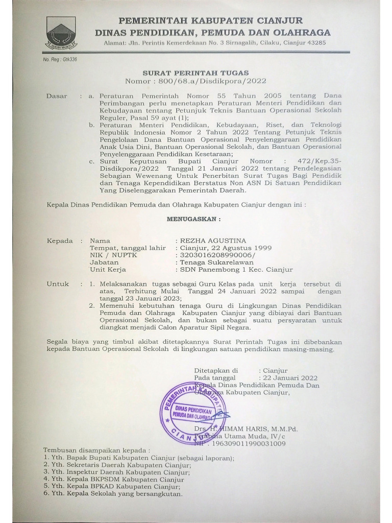 Surat Tugas Eza Bupati-1 | PDF