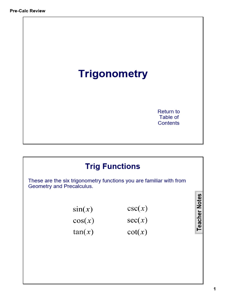 PreCalc Review - Last 3 Chapters | PDF | Trigonometry | Trigonometric ...