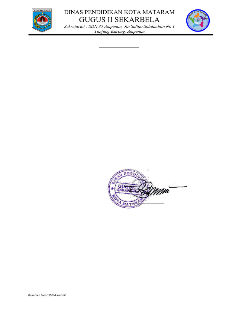 Surat Tugas Pengawas ANBK - Gugus 2 Sekarbela | PDF