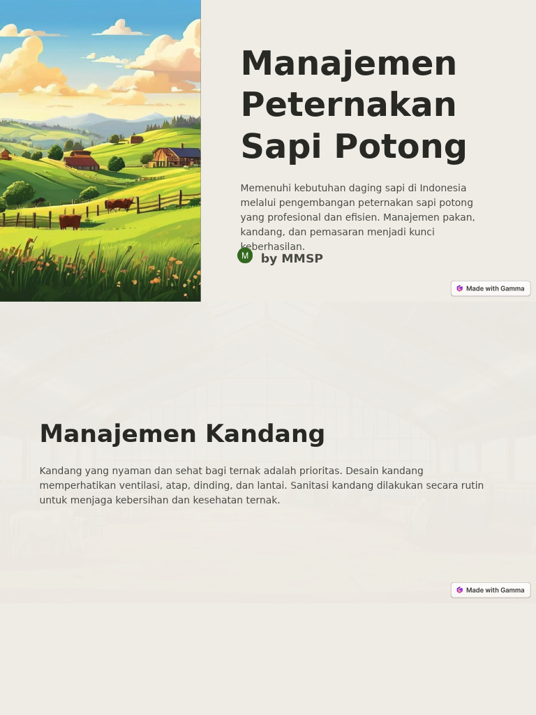 Manajemen Peternakan Sapi Potong | PDF