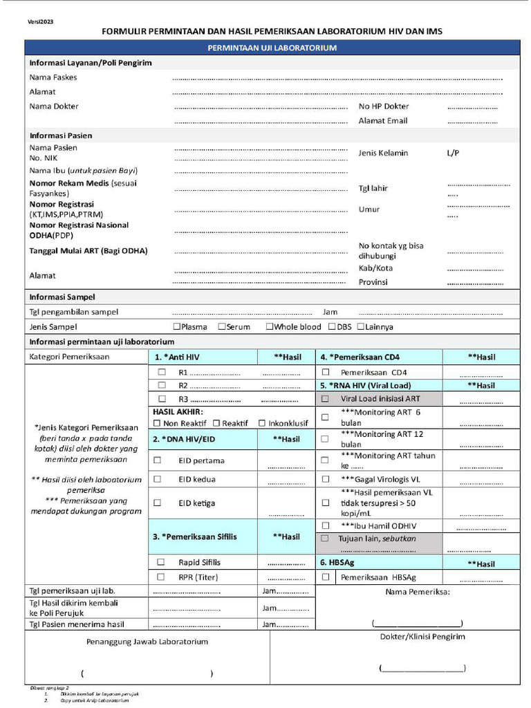 Form Lab Hiv Dan Ims Updated-1 | PDF