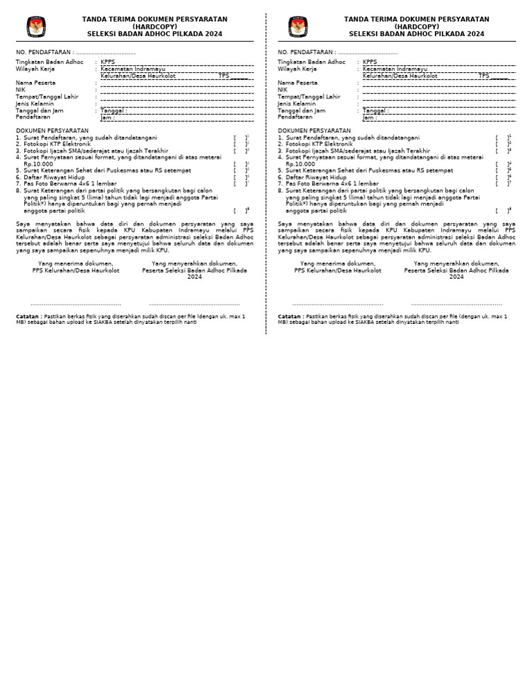 Tanda Terima Persyaratan KPPS | PDF | Hukum