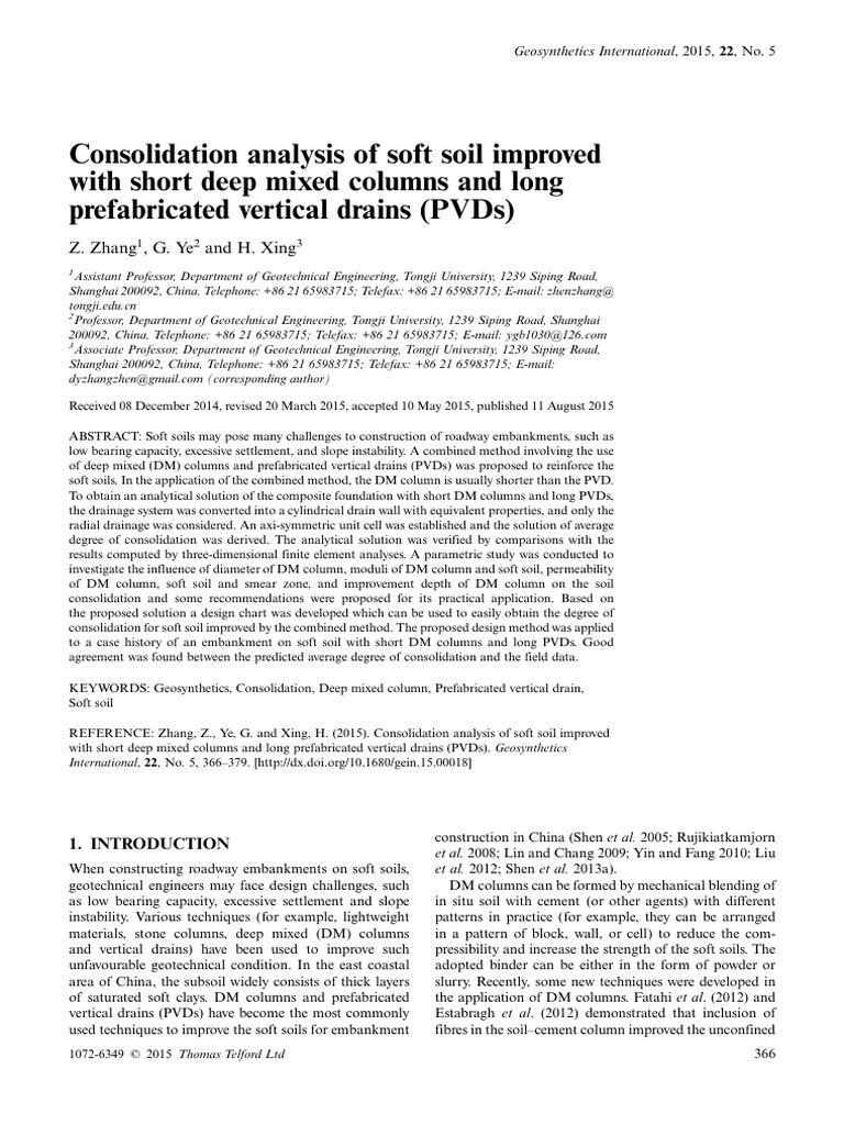 Consolidation Analysis of Soft Soil Improved With Short Deep Mixed Columns and Long ...