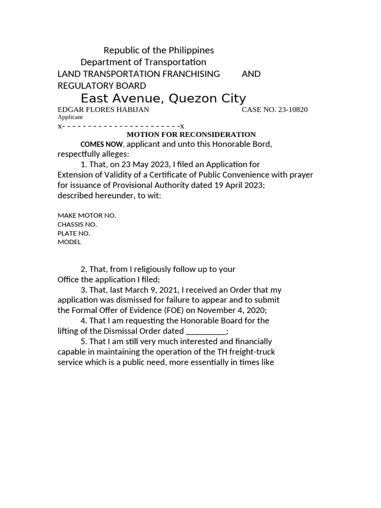 Motion For Reconsideration | PDF