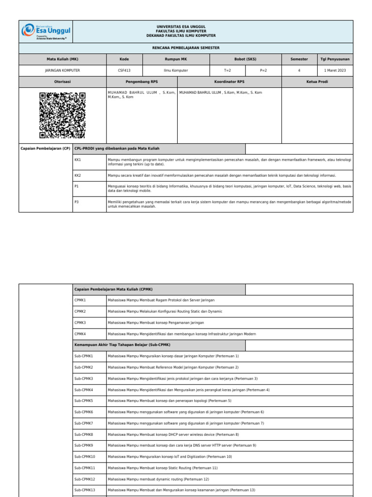 RPS 2022-CSF413 Jaringan Komputer | PDF