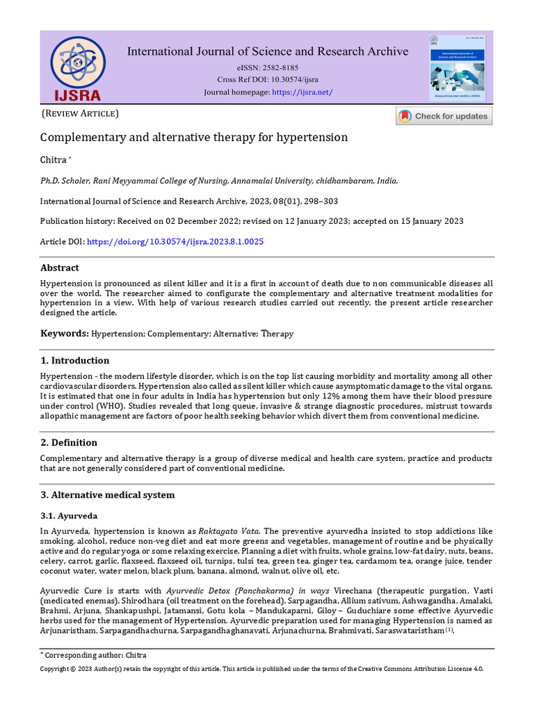 Complementary and Alternative Therapy For Hypertension | PDF | Hypertension | Blood Pressure