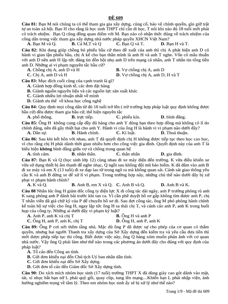 ĐỀ 609 | PDF