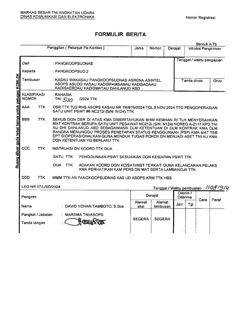 (Tr-510) Pengoperasian 1 Unit PSWT Nc212i A-2117 | PDF