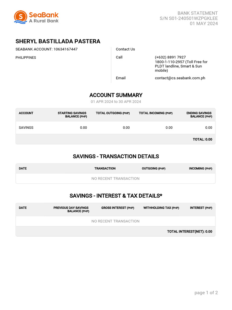 Seabank Statement 20240504 | PDF | Interest | Taxes