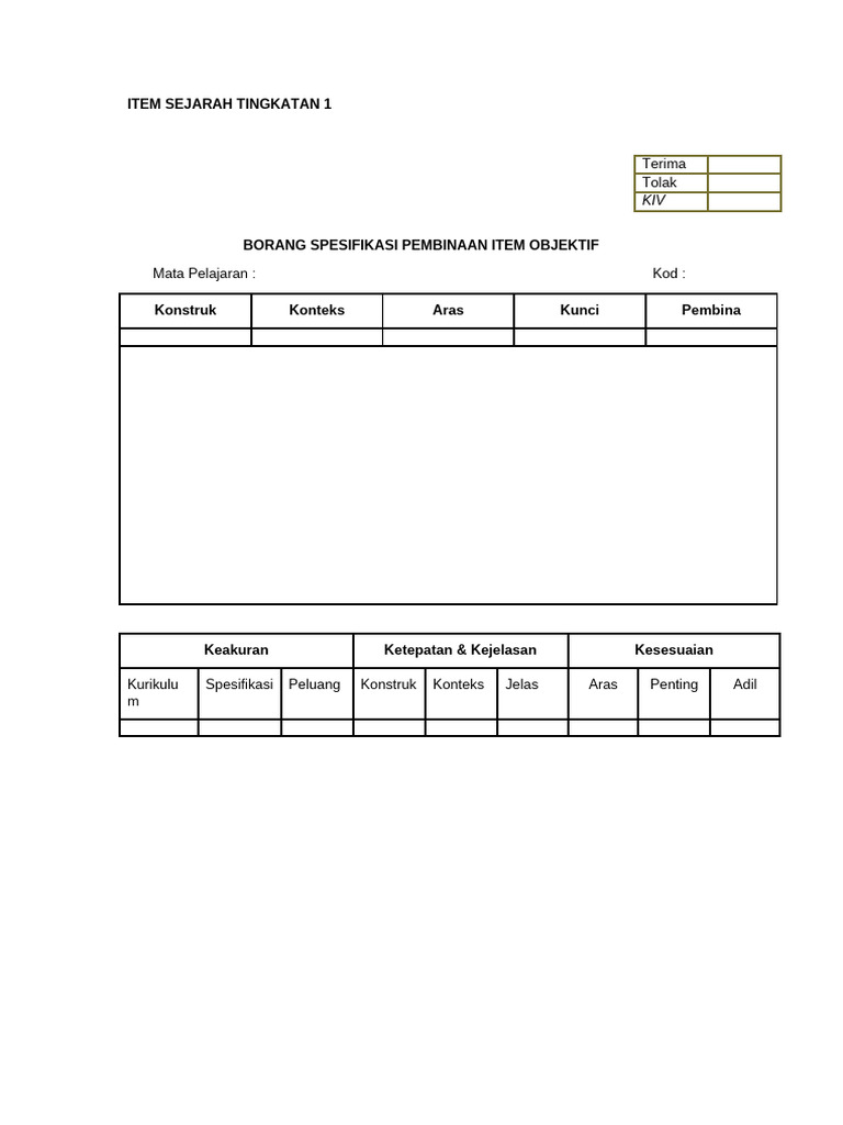 Borang Topi Kasut Obj | PDF