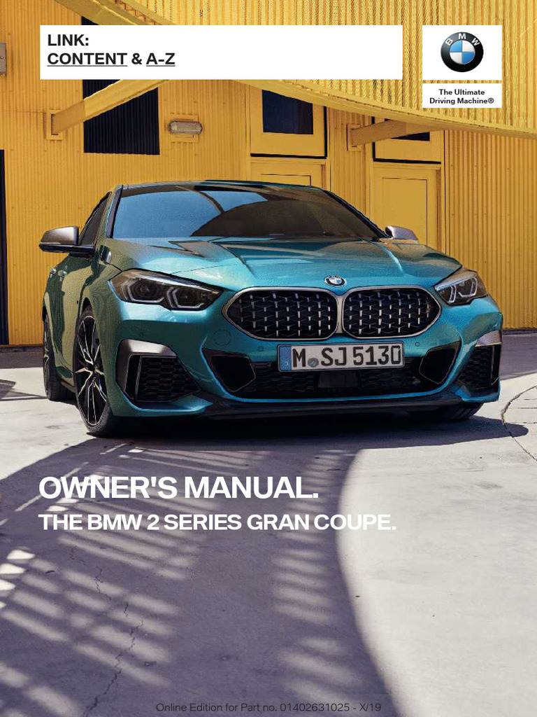 BMW 2020 2 Series Gran Coupe - Owners Manual | PDF | National Highway ...