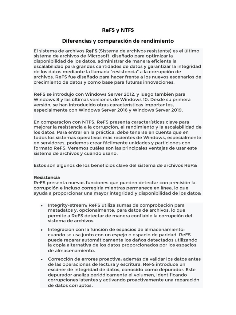 01 - ReFS y NTFS | PDF | Archivo de computadora | Escalabilidad