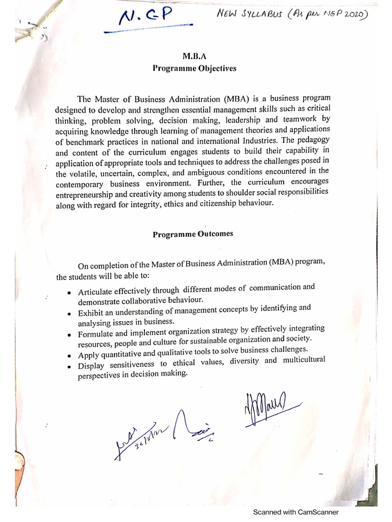 MBA 1st Year Cource Structure 060823 | PDF