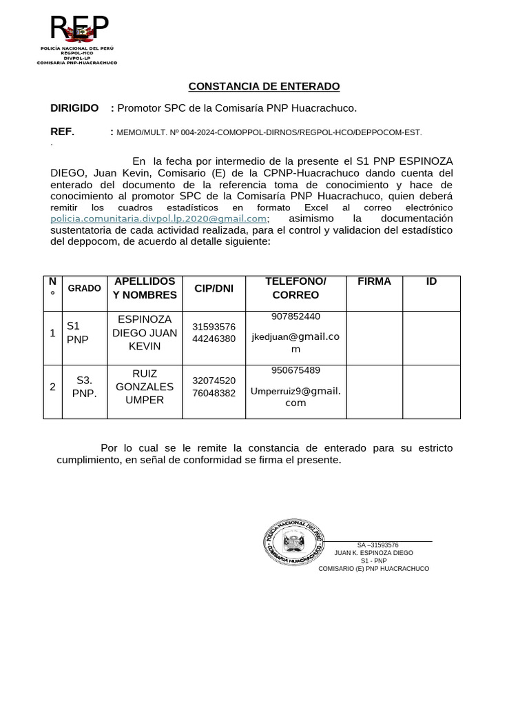 Constancia de Enterado Modelo | PDF