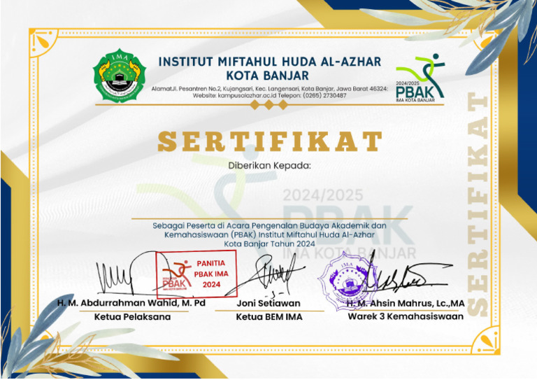 Sertifikat PBAK | PDF