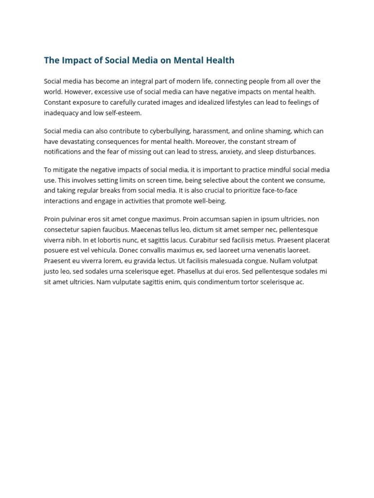 The Impact of Social Media On Mental Health | PDF | Self-Improvement