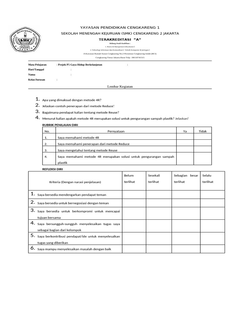 LEMBAR KEGIATAN Konsep 4R | PDF