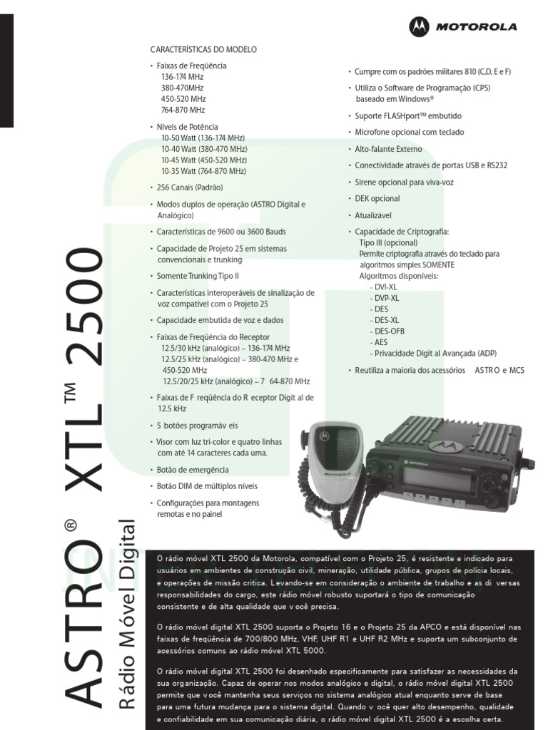 Rádio Motorola VHF XTL 2500 | PDF | Frequência muito alta | Hertz