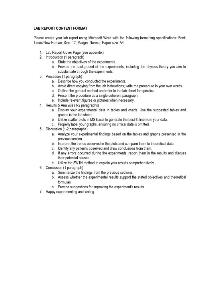 Lab Report Formatting Guide | PDF