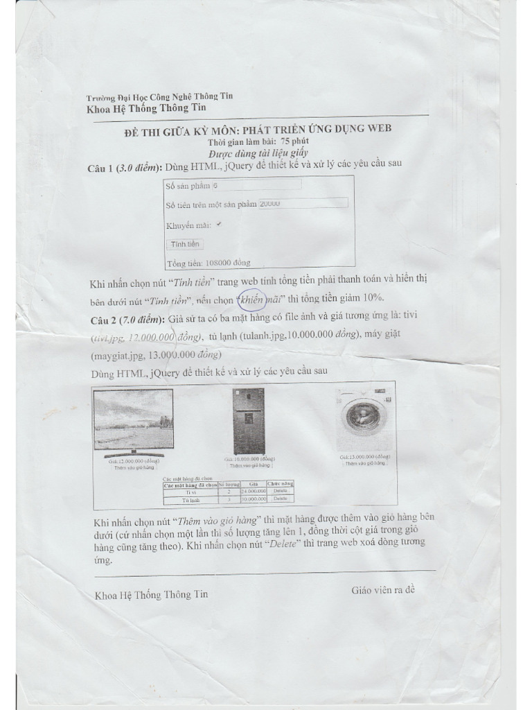 De Thi Giua Ky - Phat Trien Ung Dung Web - MXH | PDF