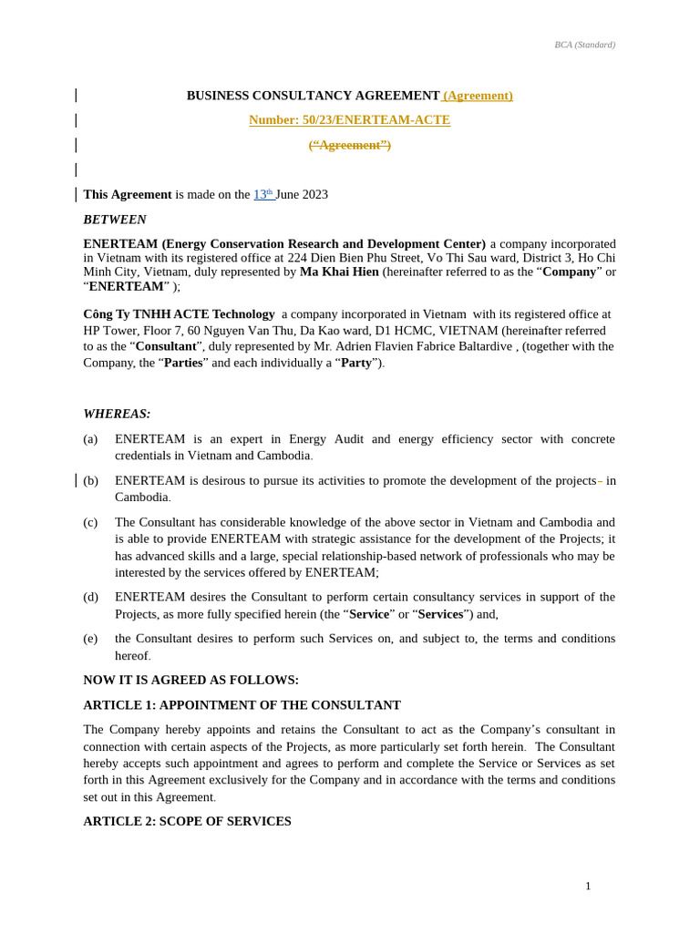 Business Consultancy Agreement Standard - Bilingual-ETRevised22062023 ...