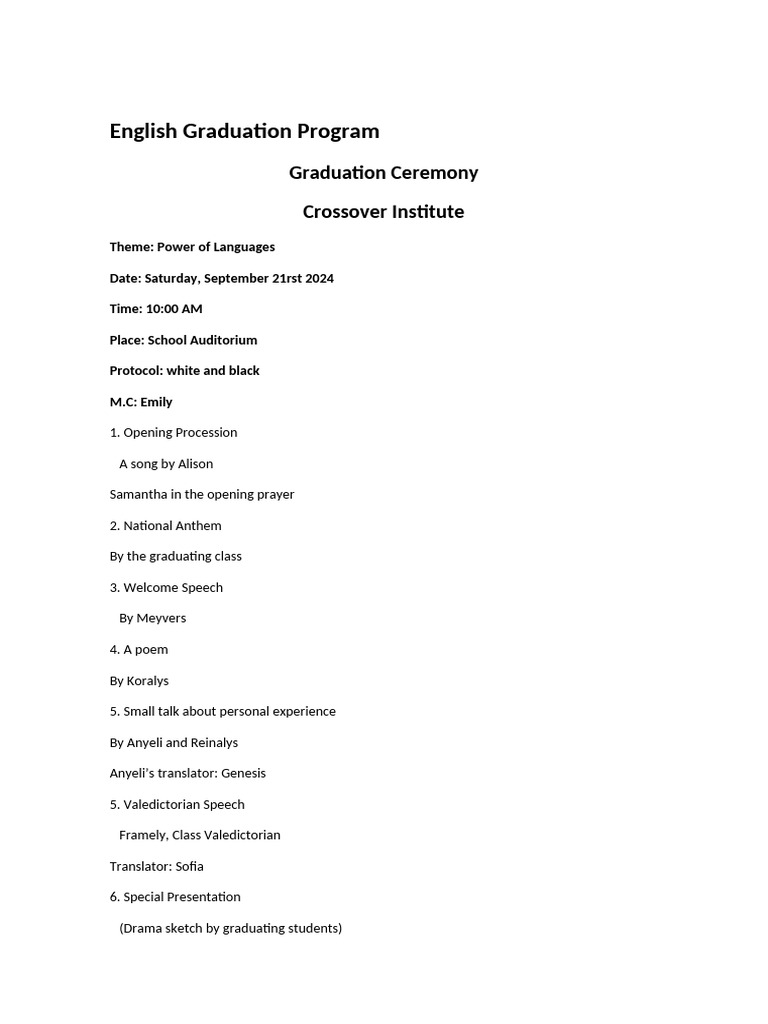 English Graduation Program | PDF | Art