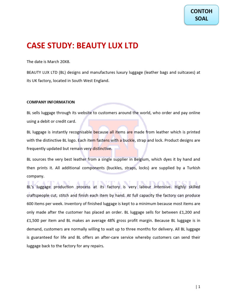 Beauty Lux Ltd: Luxury Luggage Case Study | PDF | Computer Security ...