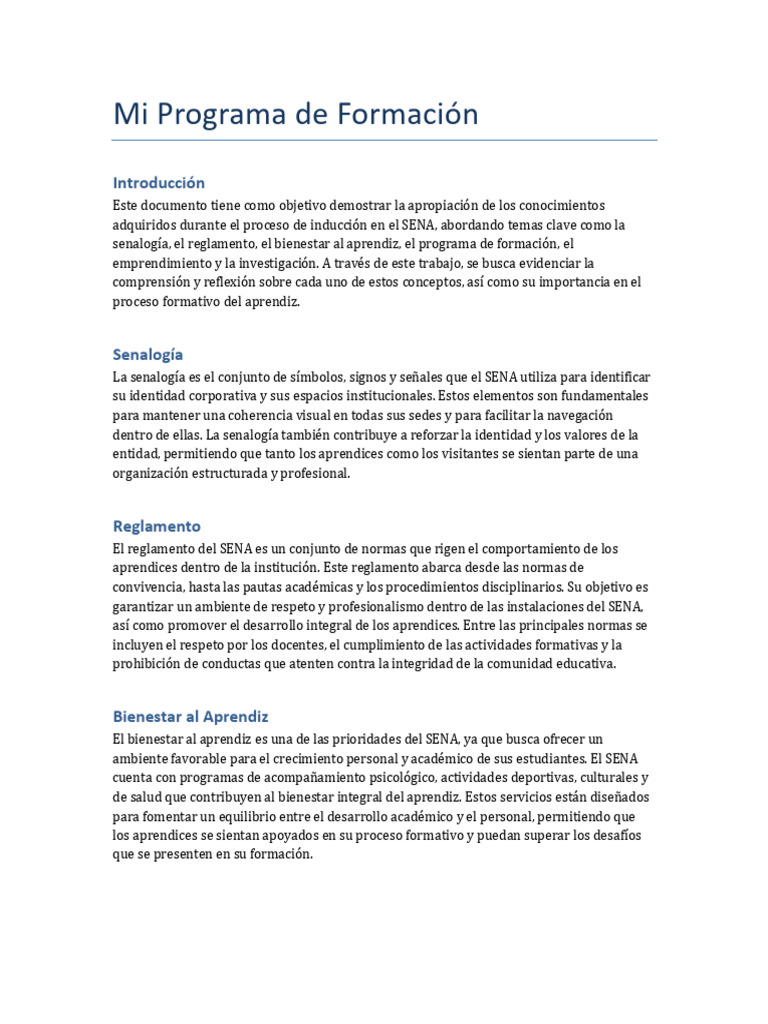 Mi Programa de Formacion SENA | PDF | Iniciativa empresarial