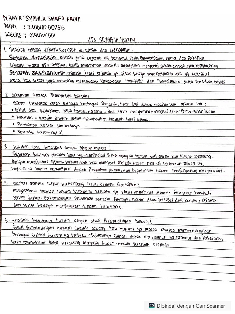 Sejarah Hukum Syahla Shafa Fadia | PDF