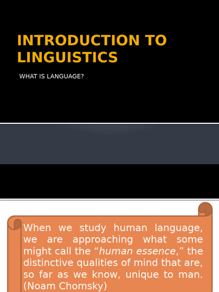 Introduction To Linguistics Week 1 | PDF | Grammar | Semantics