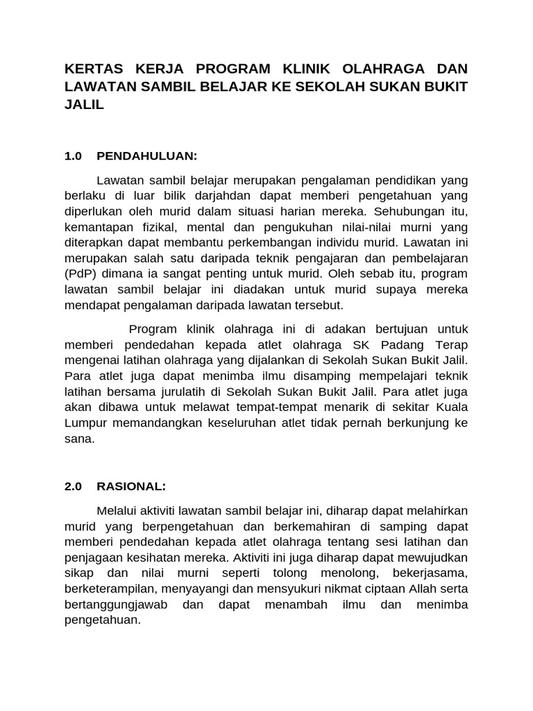 Kertas Kerja Lawatan 2023 | PDF