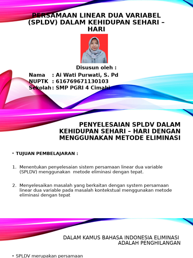 Persamaan Linear Dua Variabel (SPLDV) Tayang Fix | PDF