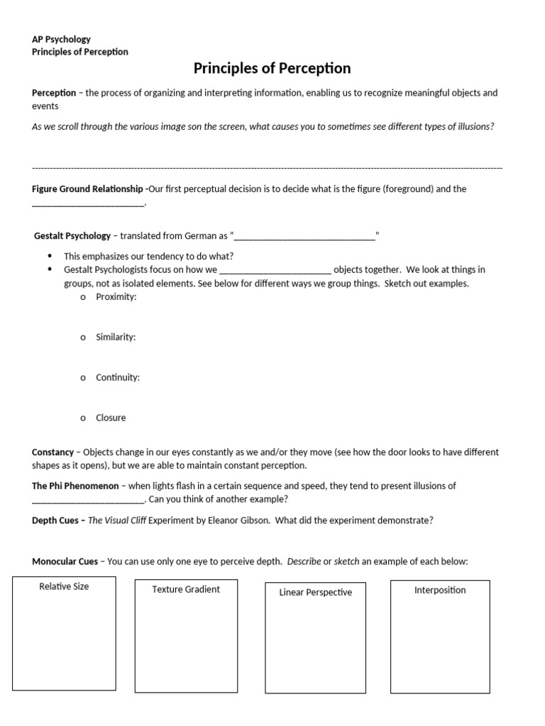 Principles of Perception-1 | PDF | Perception | Illusion