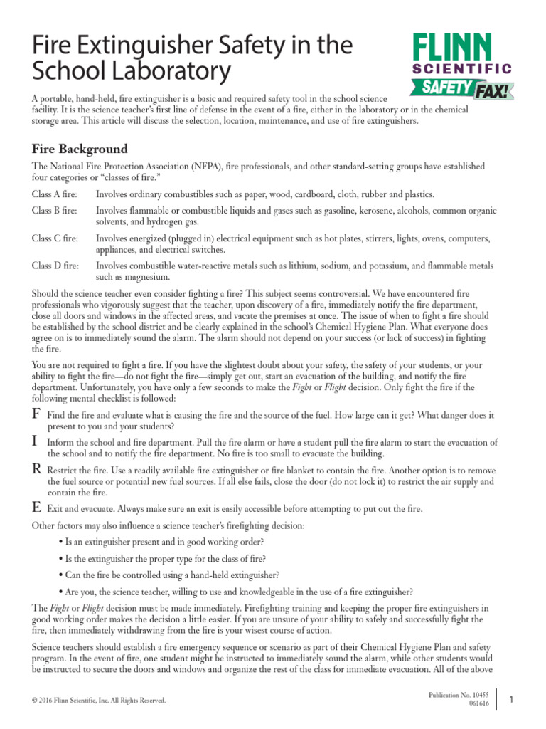 Fire Extinguisher Safety in The School Laboratory | PDF | Fires | Materials