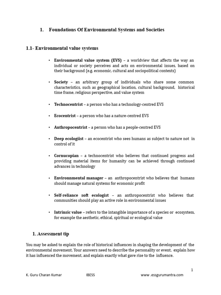 1 Foundations of ESS Assessment Tip | PDF | Sustainability | Ecological ...