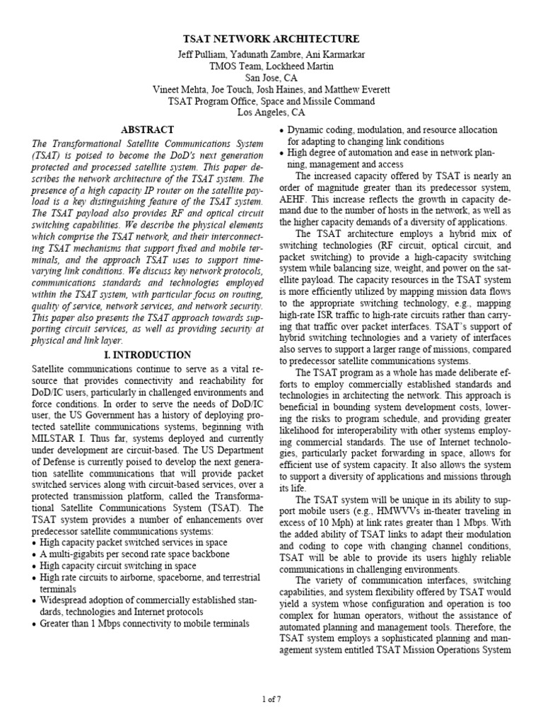 TSAT Network Architecture Overview | PDF | Computer Network | Quality Of Service