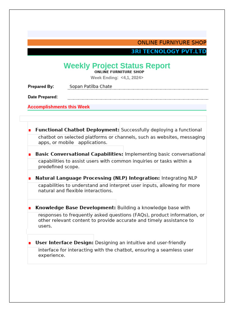 Weekly-Project-Report-2 (Sopan3) | PDF | Usability | Risk Management