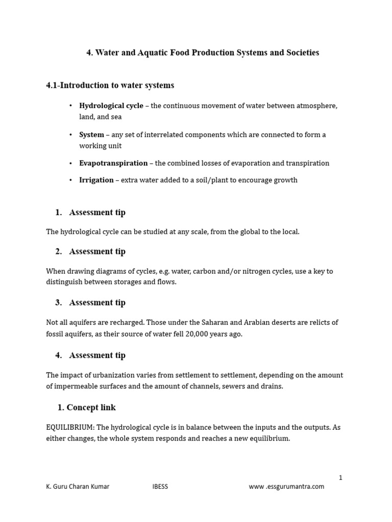 4 Water and Aquatic Food Production Systems and Societies Assessment ...