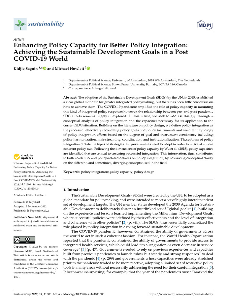 Enhancing Policy Capacity For Better Policy Integration | PDF | Policy ...