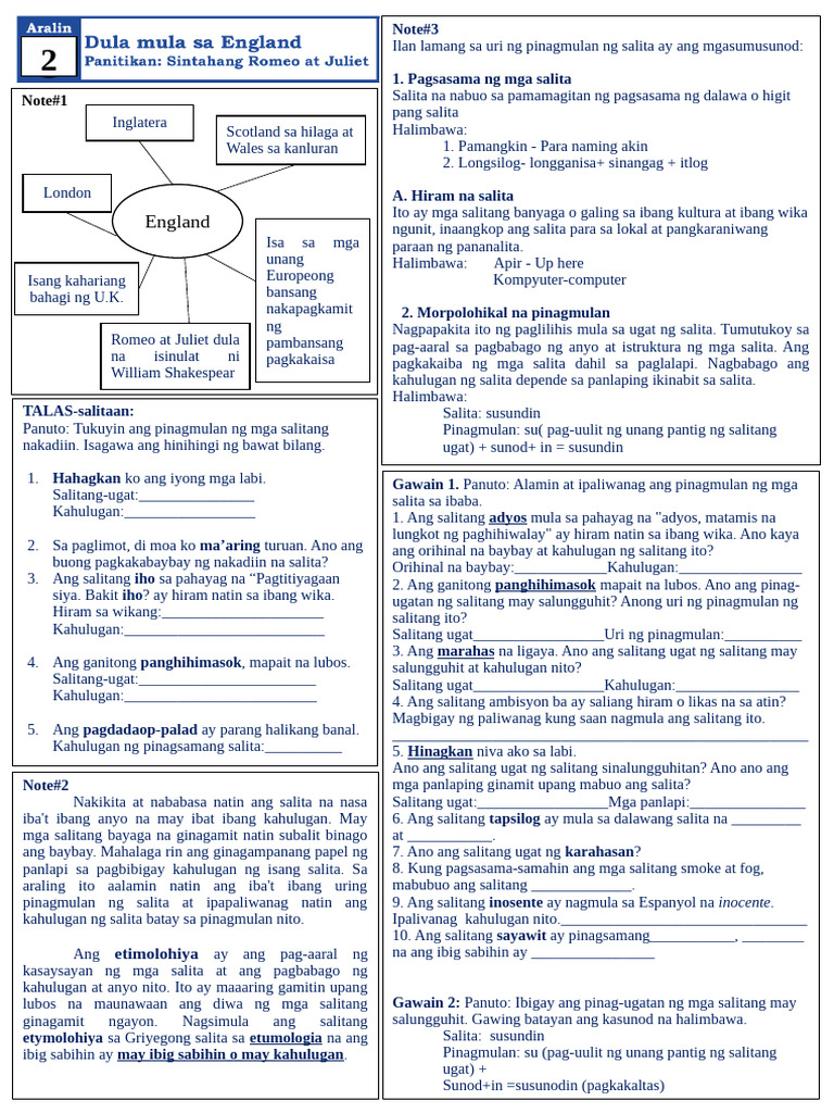 Aralin 2 - DULA MULA SA ENGLAND | PDF