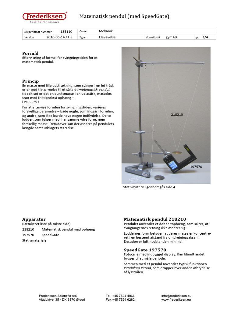 Matematisk Pendul Med SpeedGate | PDF