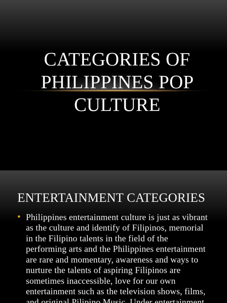 Exploring Philippine Pop Culture Categories | PDF