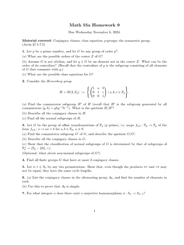 hw9 | PDF | Group (Mathematics) | Geometry