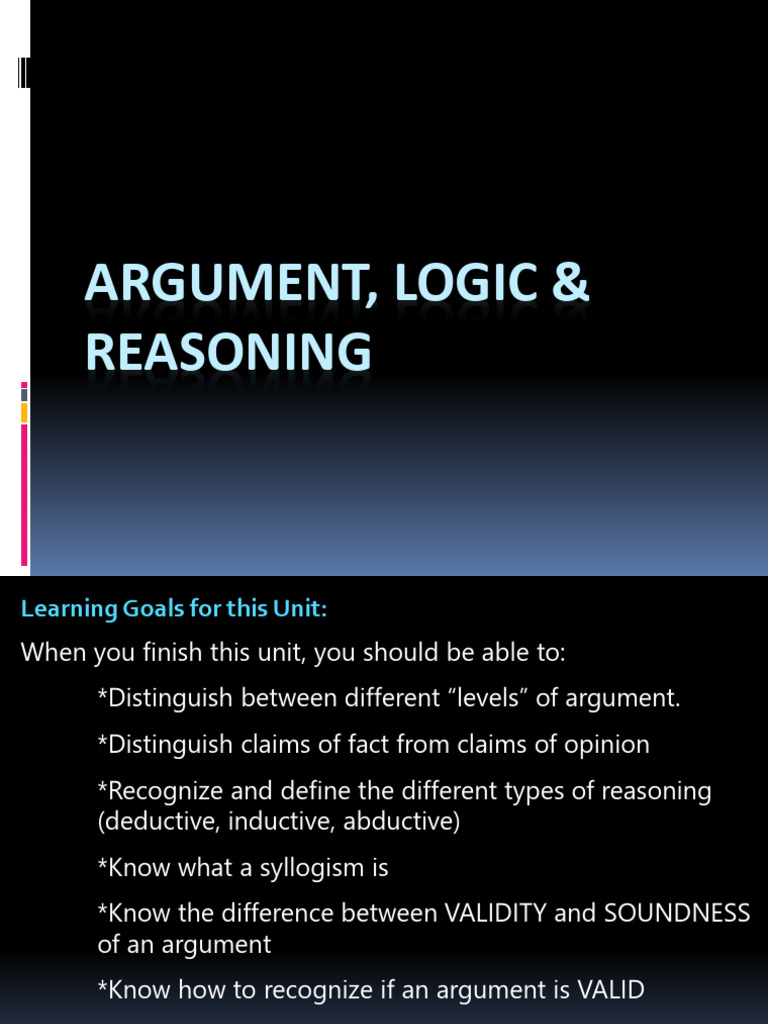 Argument, Logic & Reasoning Version 2023 | PDF | Argument | Inductive ...