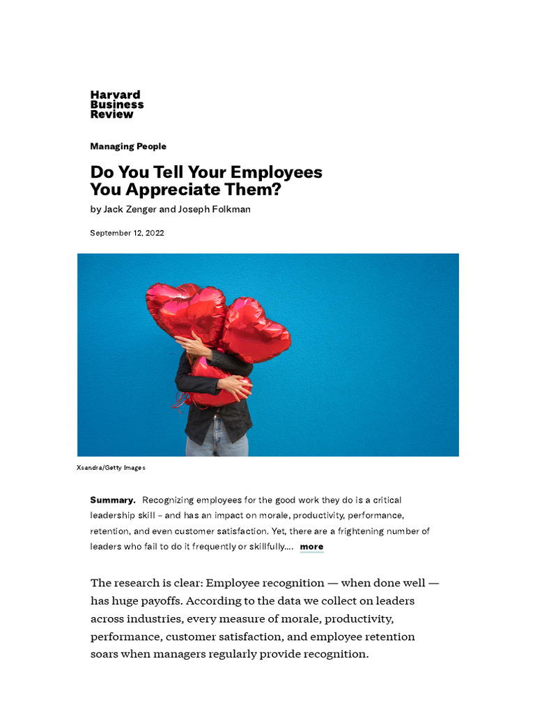 Do You Tell Your Employees You Appreciate Them | PDF | Employee ...