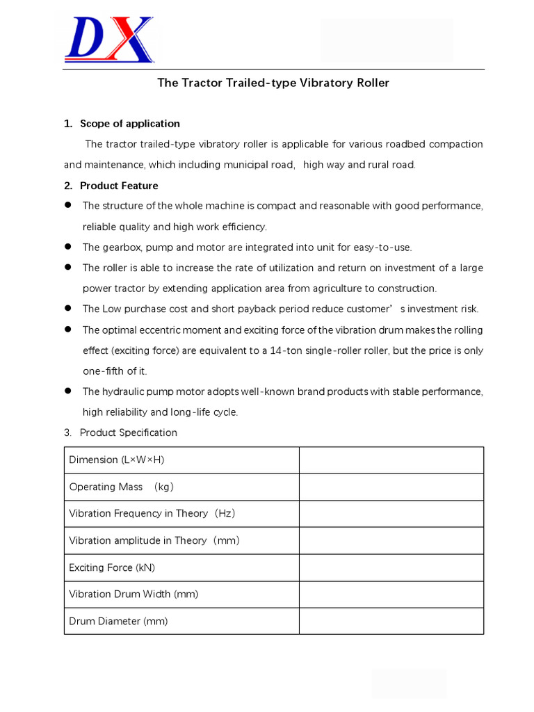 DX Roller Compactor - 301123 | PDF | Tractor | Mechanical Engineering