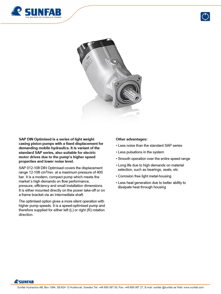 SAP 012-108 DIN Optimised Pumps | PDF | Pump | Engines