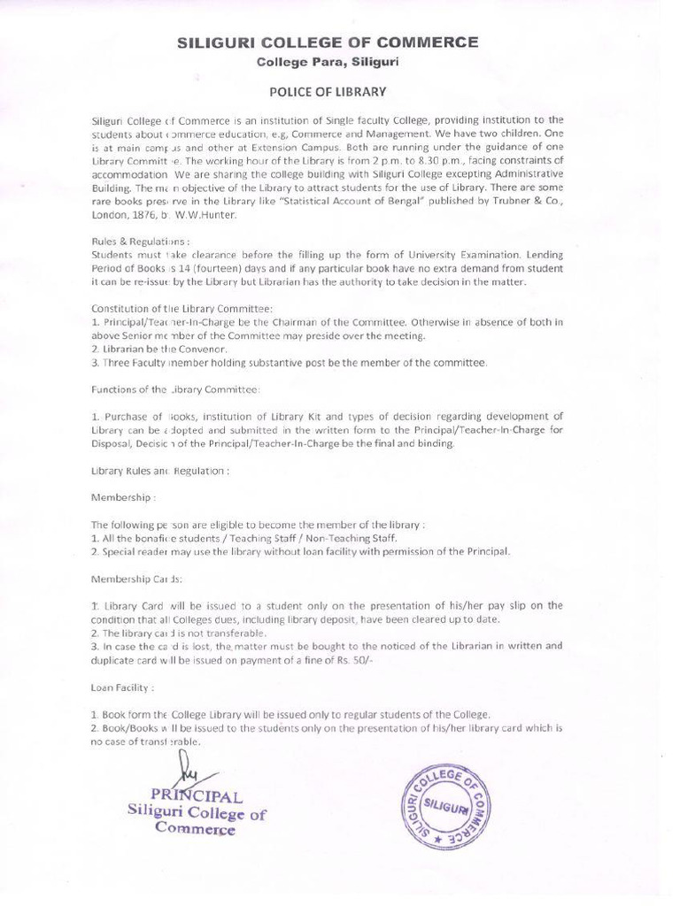 Policy of Library | PDF