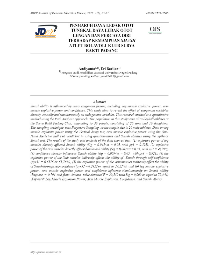 View of PENGARUH DAYA LEDAK OTOT TUNGKAI, DAYA LEDAK OTOT LENGAN DAN ...